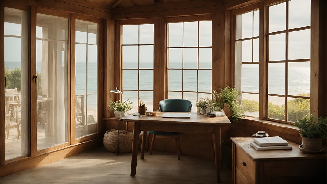 Virtual Background for Zoom Meetings, Beach Cottage Background for Zoom ...