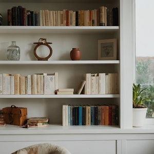 Zoom Background White Bookshelf Library and Window, Virtual Home Office ...