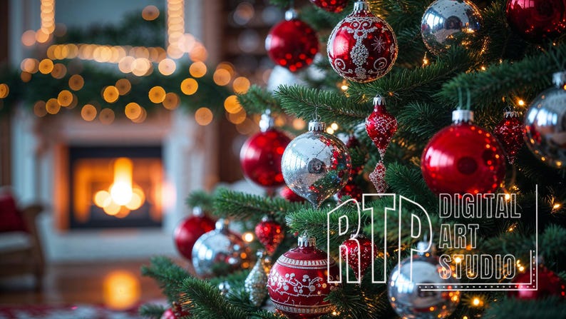 Whimsical Christmas Tree Zoom Background, Virtual Office for Online ...
