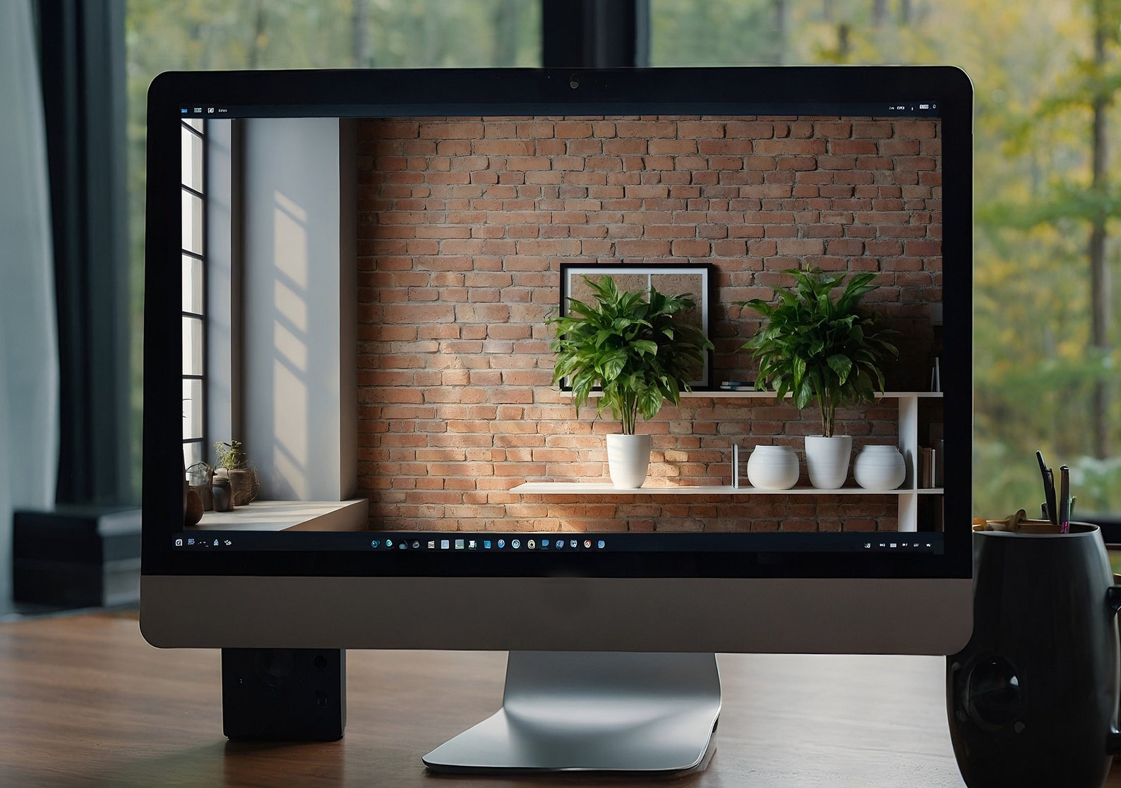 Minimalist Brick Wall Virtual Background for Zoom, MS Teams Meetings ...