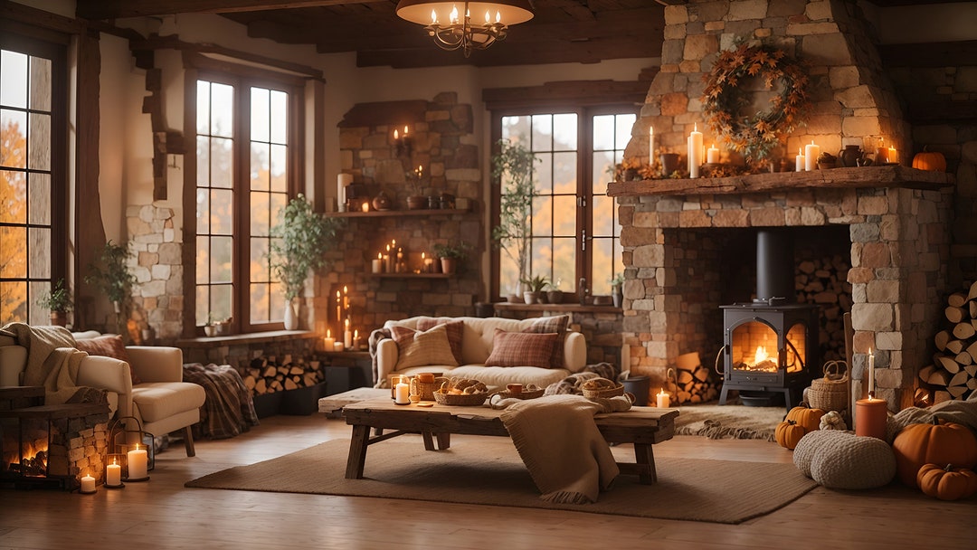 Zoom Background for Rustic Fall Virtual Office for Computers in a 16:9 ...