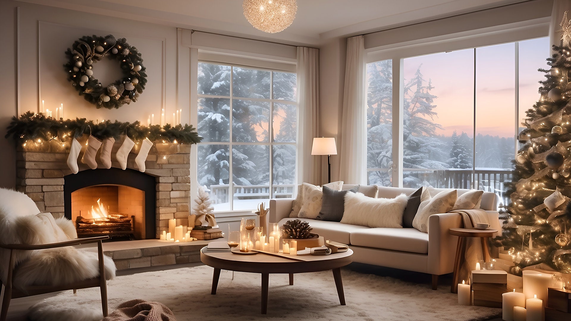 Zoom Background White Christmas Bundle Winter Home/ Office in 16:9 ...