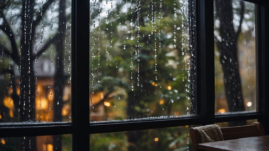 Winter Raindrops on Window Zoom Background Virtual Office for Online ...