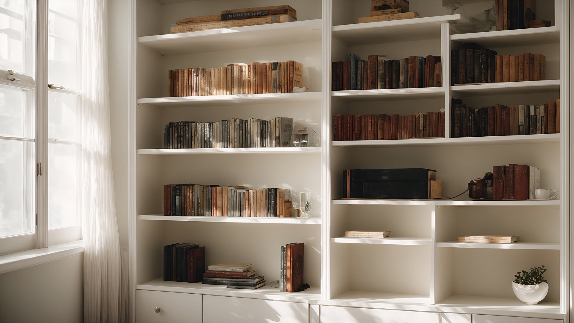 Virtual Background White Bookshelf Bundle Set of Five Home Office ...