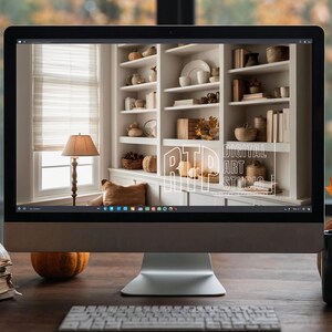 Autumn Bookshelf Virtual Background Zoom Meetings, Fall Themed ...