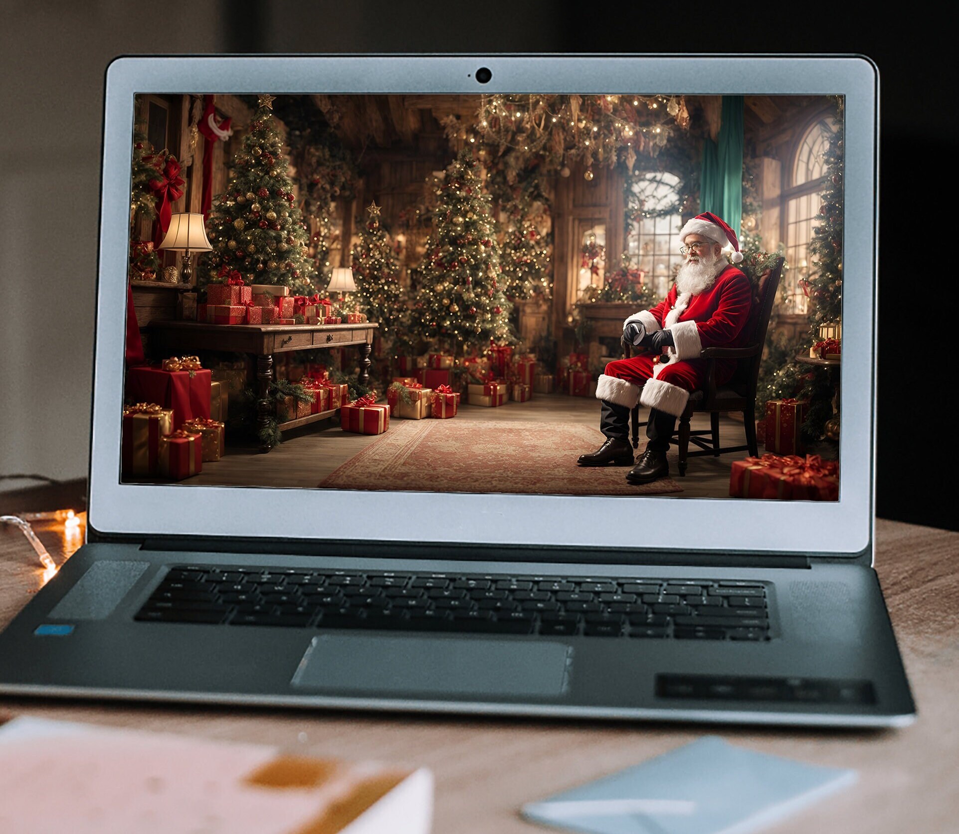 Virtual Background of Santa's Workshop for Zoom Meetings, Virtual Zoom ...