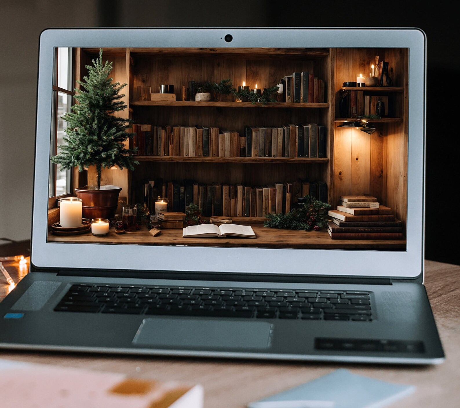 Virtual Background for Zoom Meetings, Winter Library Background for ...