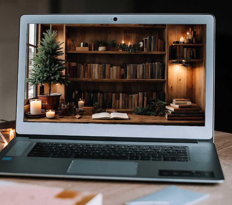 Virtual Background for Zoom Meetings, Winter Library Background for ...