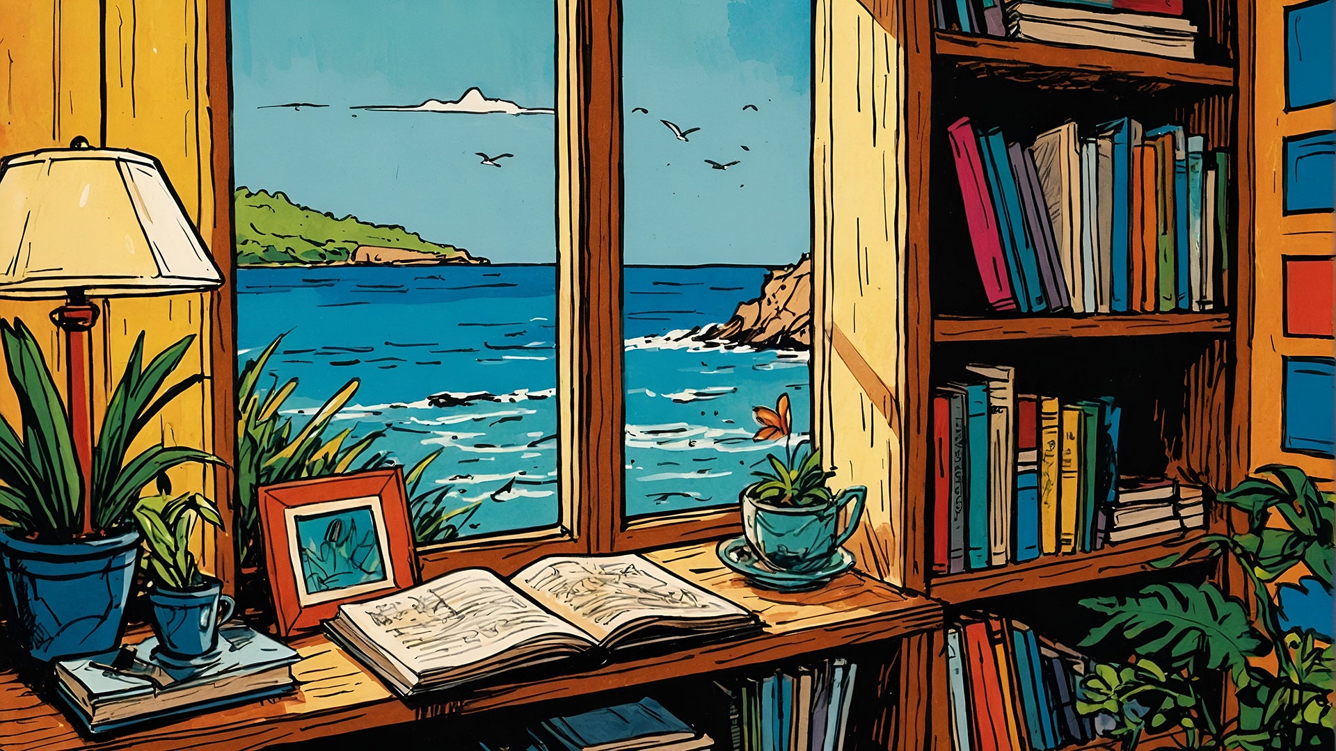 Vintage Comic Style Virtual Background for Zoom Meetings, Home Office ...