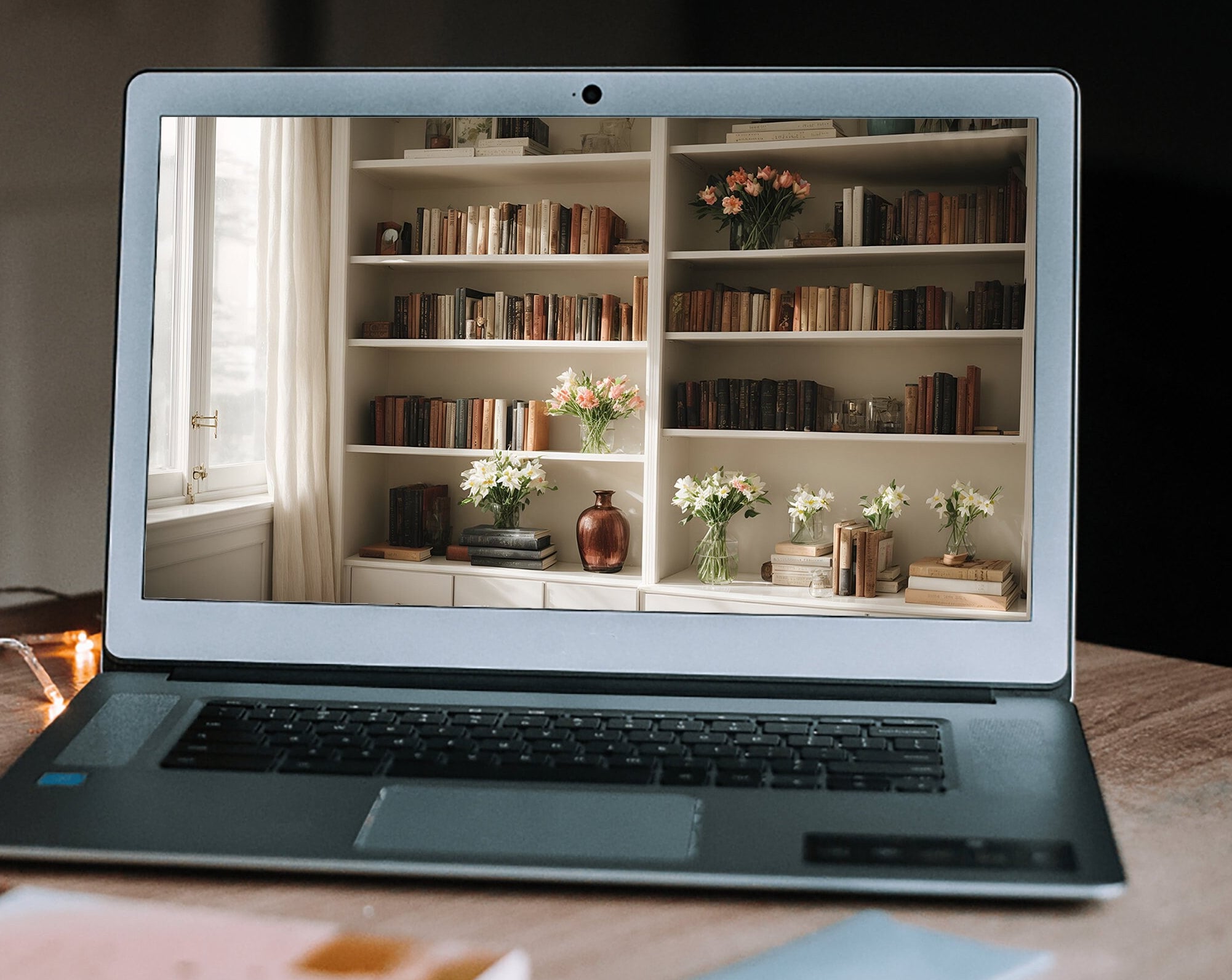 Spring Bookshelf Background Bundle Set of Four Home Office Professional ...