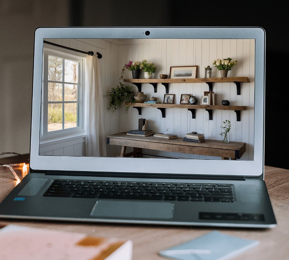 Spring Wildflower Farmhouse Zoom Background for Virtual Meetings, Boho ...