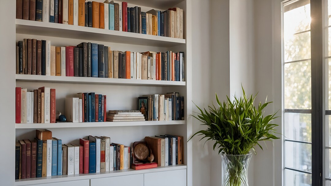 Zoom Background White Bookshelf Library and Window, Virtual Home Office ...