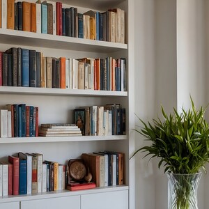 Zoom Background White Bookshelf Library and Window, Virtual Home Office ...