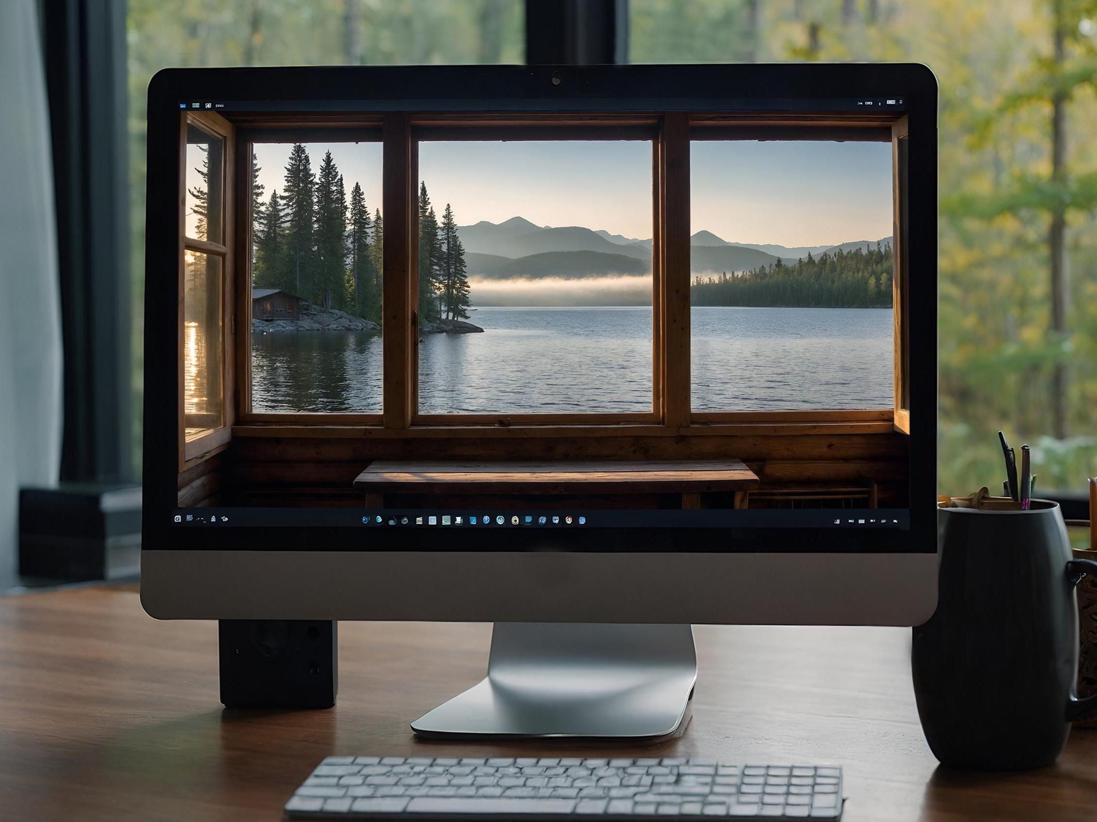 Lake View Zoom Background Virtual Office for Meetings, Cozy Cabin ...
