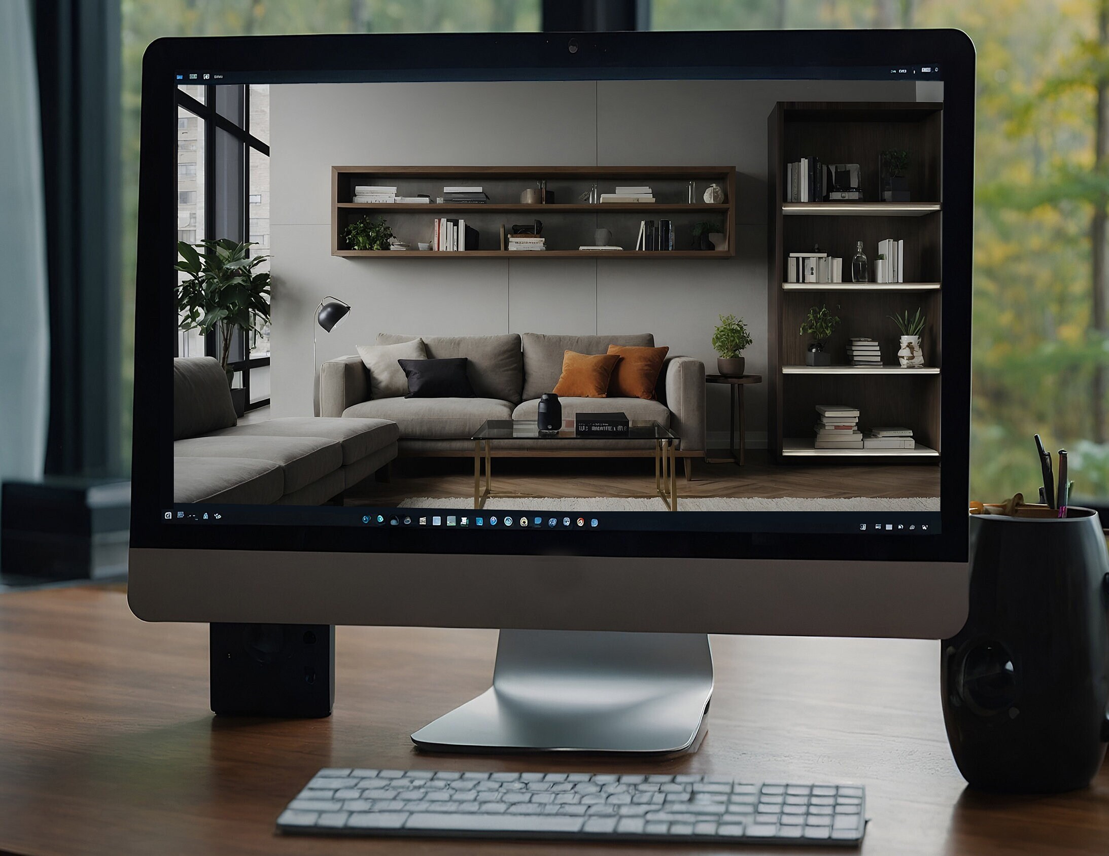 Virtual Modern Bookshelf Background for Zoom Meetings, Home Office ...