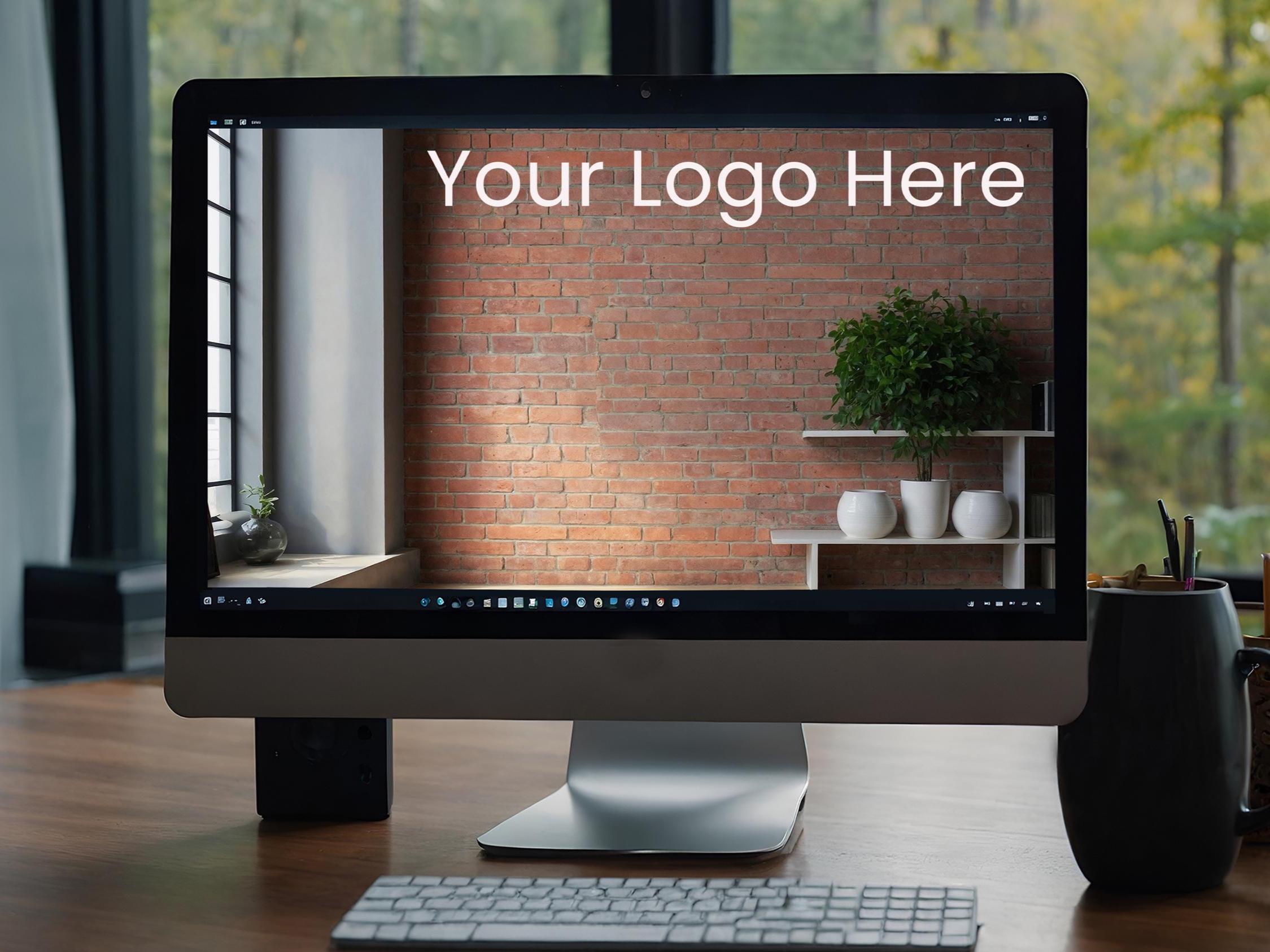 Custom Virtual Brick Wall Background With Your Company or Business Logo ...