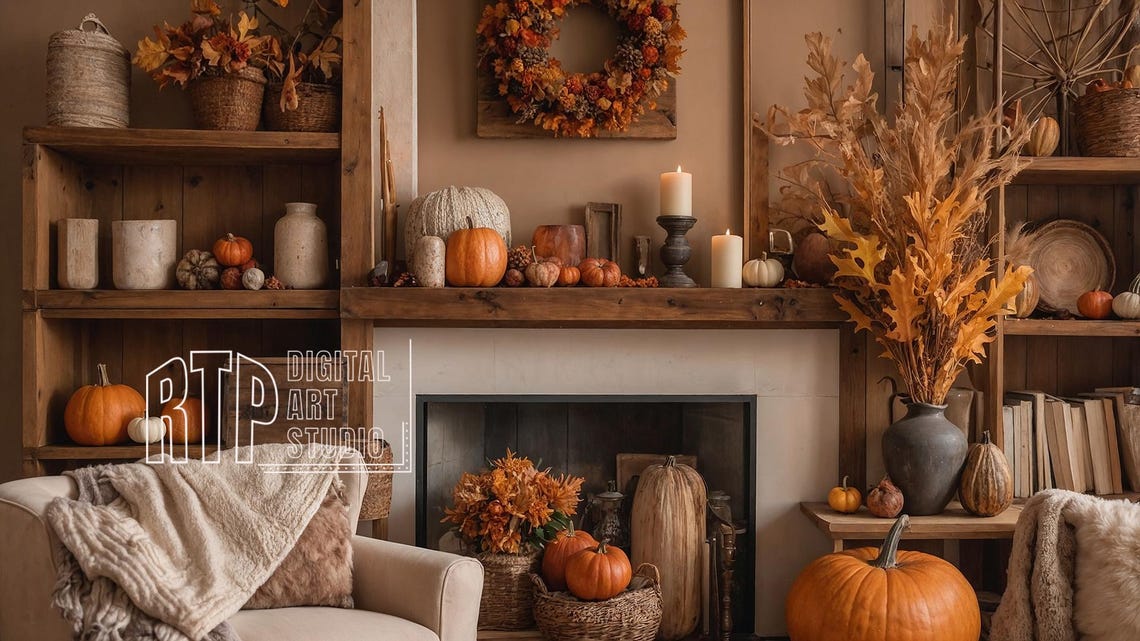 Cozy Autumn Background for Zoom Meetings, Fall Virtual Zoom Background ...