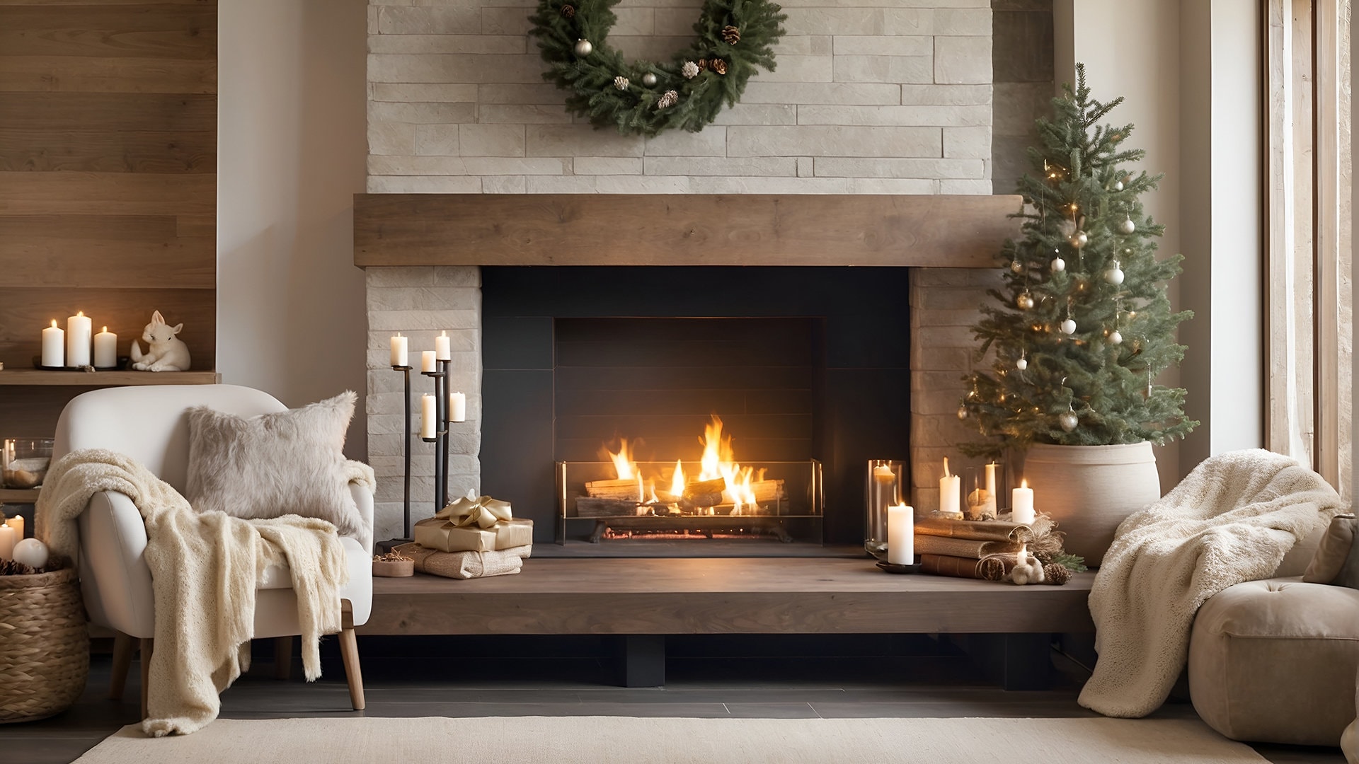 Cozy Christmas Zoom Background Virtual Home Office Decorated - Etsy