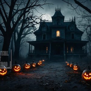 Halloween Zoom Background Haunted Mansion Spooky Virtual Backdrop MS ...