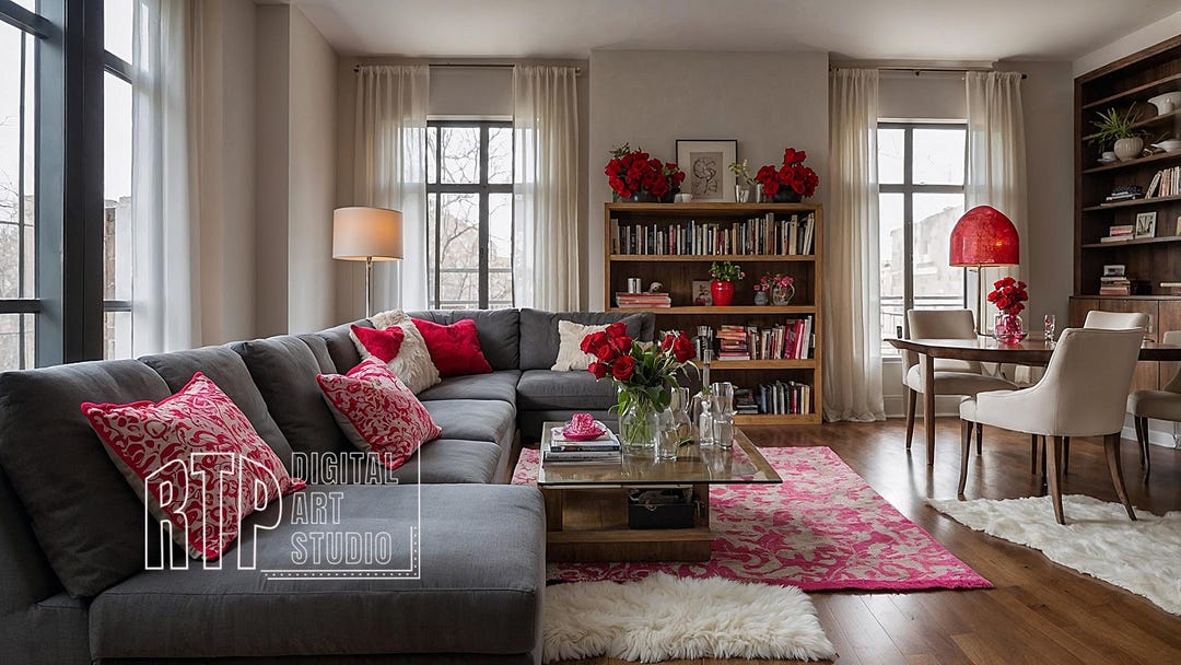 Virtual Valentine's Day Background for Meetings, Red Roses Floral ...
