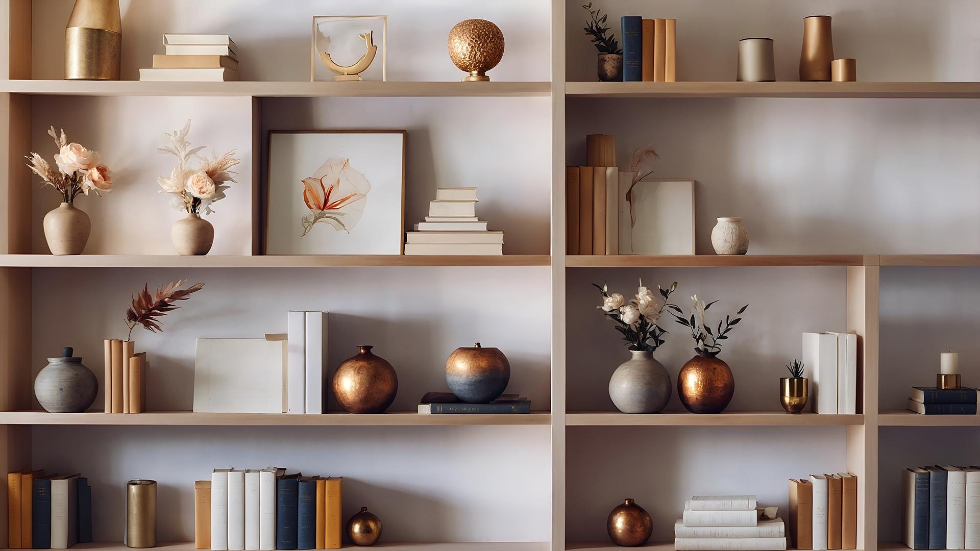 Modern Home Office Virtual Bookshelf Background for Meetings, Neutral ...