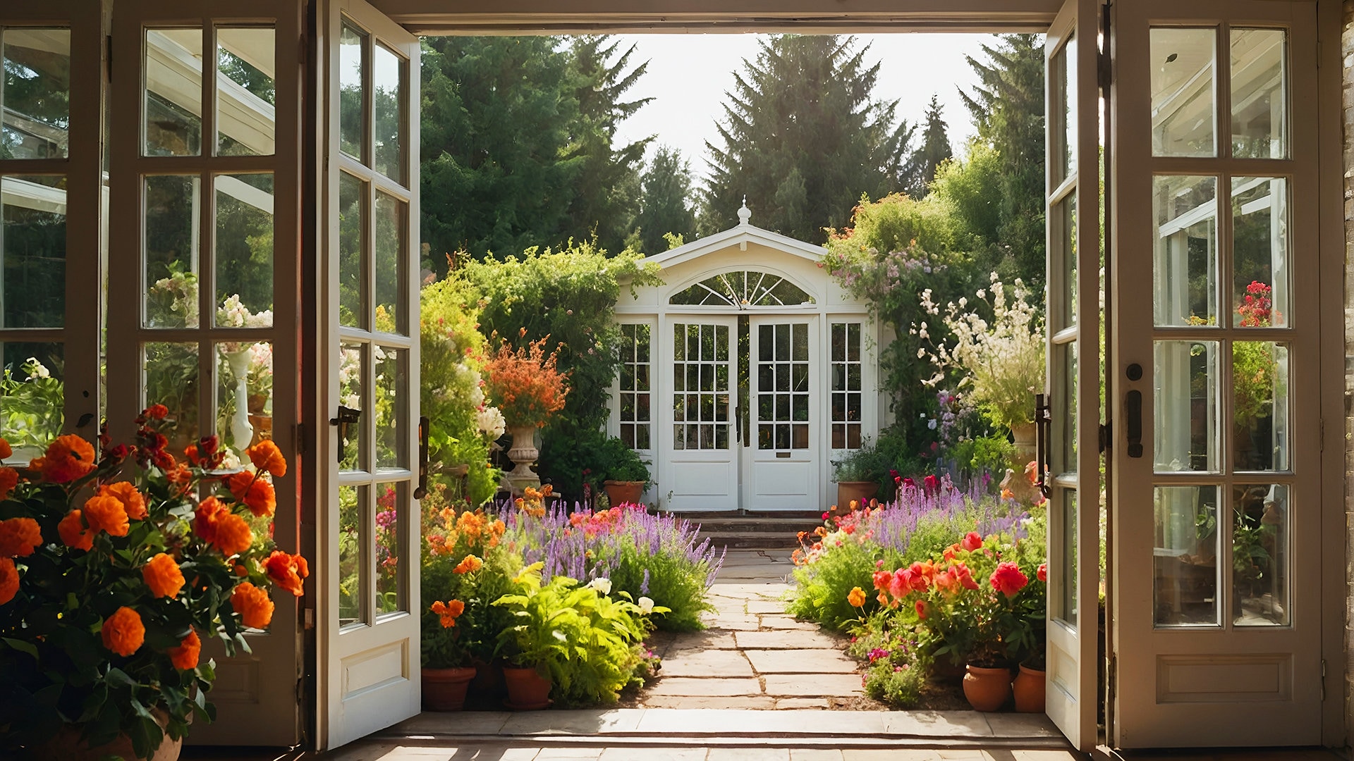 Backyard Flower Garden Zoom Background, Natural Virtual Spring Home ...