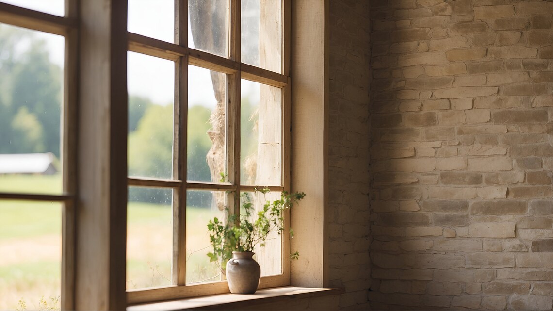 Virtual Background for Zoom Meetings, Simple Brick Wall and Window With ...