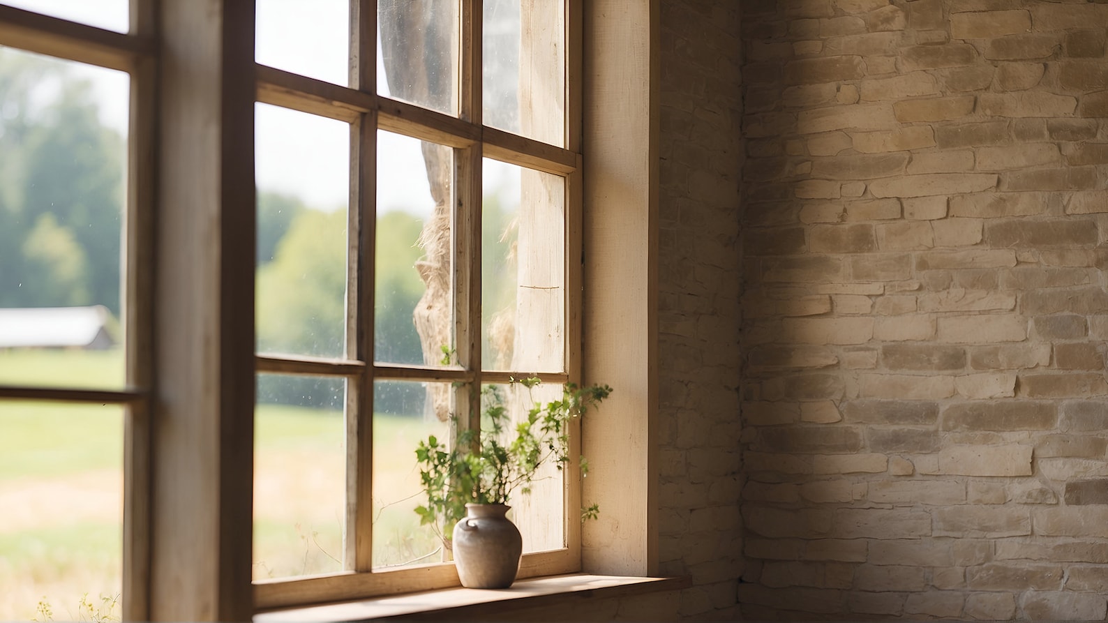 Virtual Background for Zoom Meetings, Simple Brick Wall and Window With ...