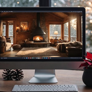Virtual Winter Cozy Inviting Rustic Cabin Background for Zoom, MS Teams ...