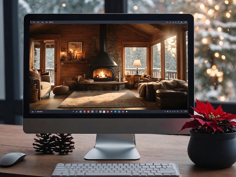 Virtual Winter Cozy Inviting Rustic Cabin Background for Zoom, MS Teams ...