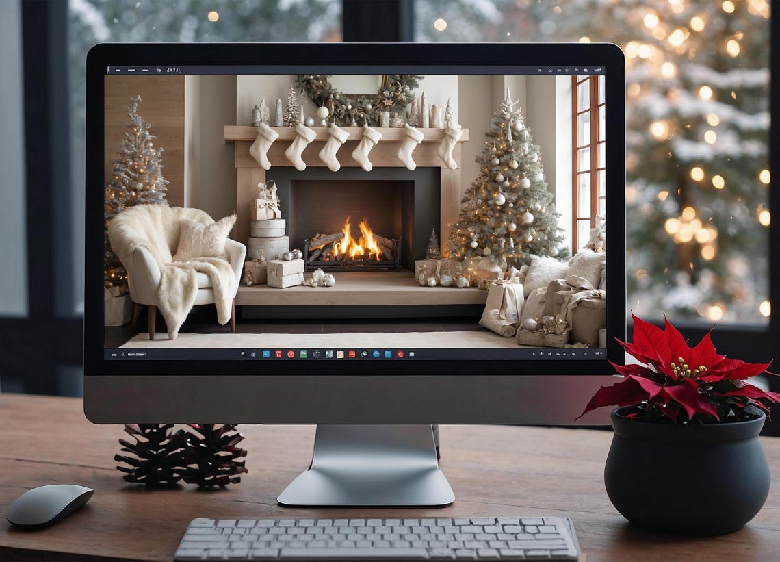 White Christmas Background for Zoom, Skype, MS Teams, Webex Holiday ...