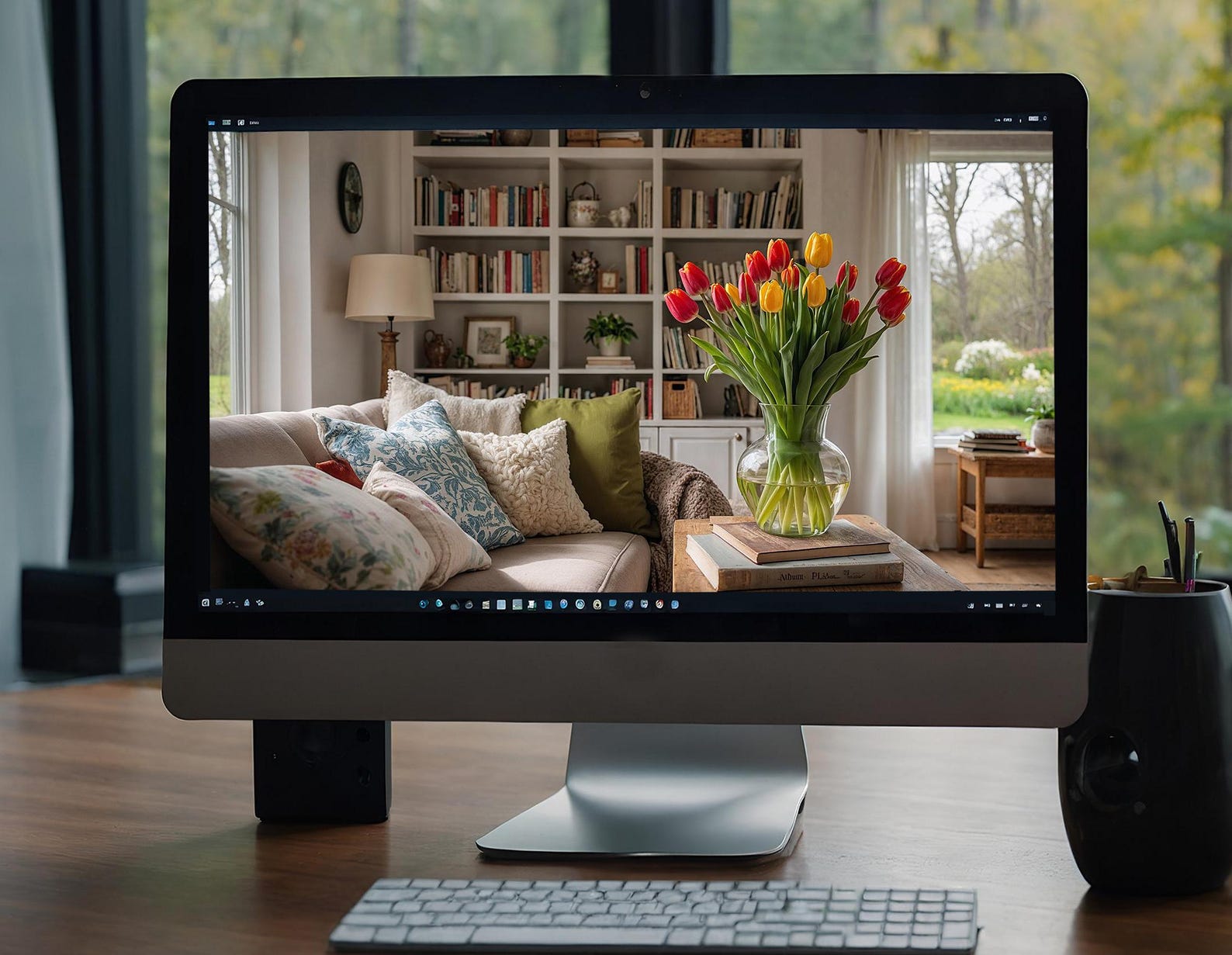 Bundle of Five Spring Living Room Zoom Background, Virtual Meeting ...