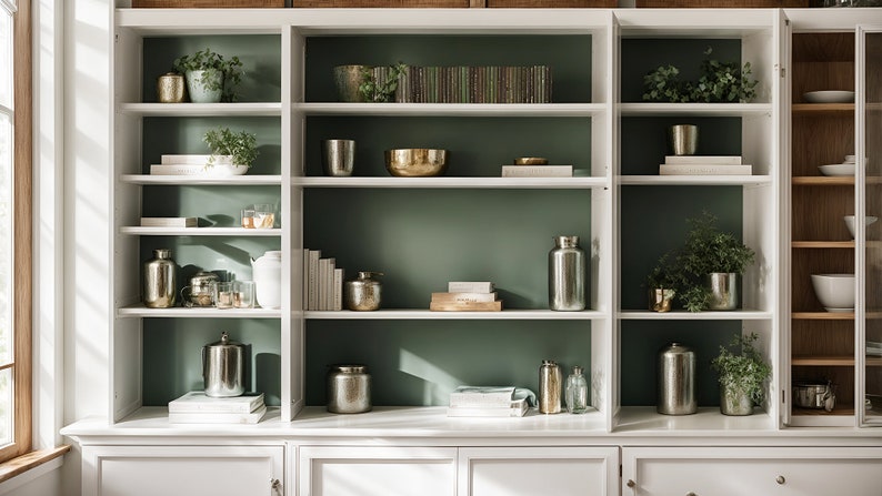 Virtual Background Modern Neutral Bookcase for Zoom, Home Office ...