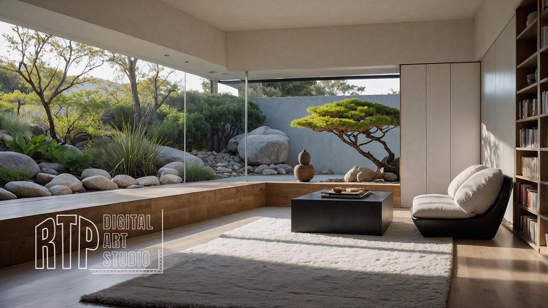 Zen Calming Background for Zoom and MS Teams Meetings, Modern Office ...