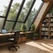 Zoom Background Loft Office With Skylights and Bookshelves for Zoom, MS ...