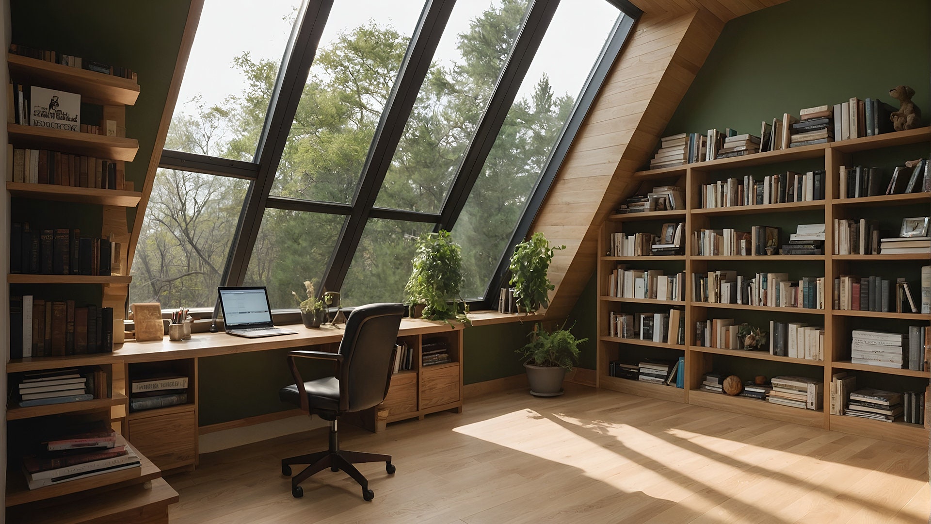 Zoom Background Loft Office With Skylights and Bookshelves for Zoom, MS ...