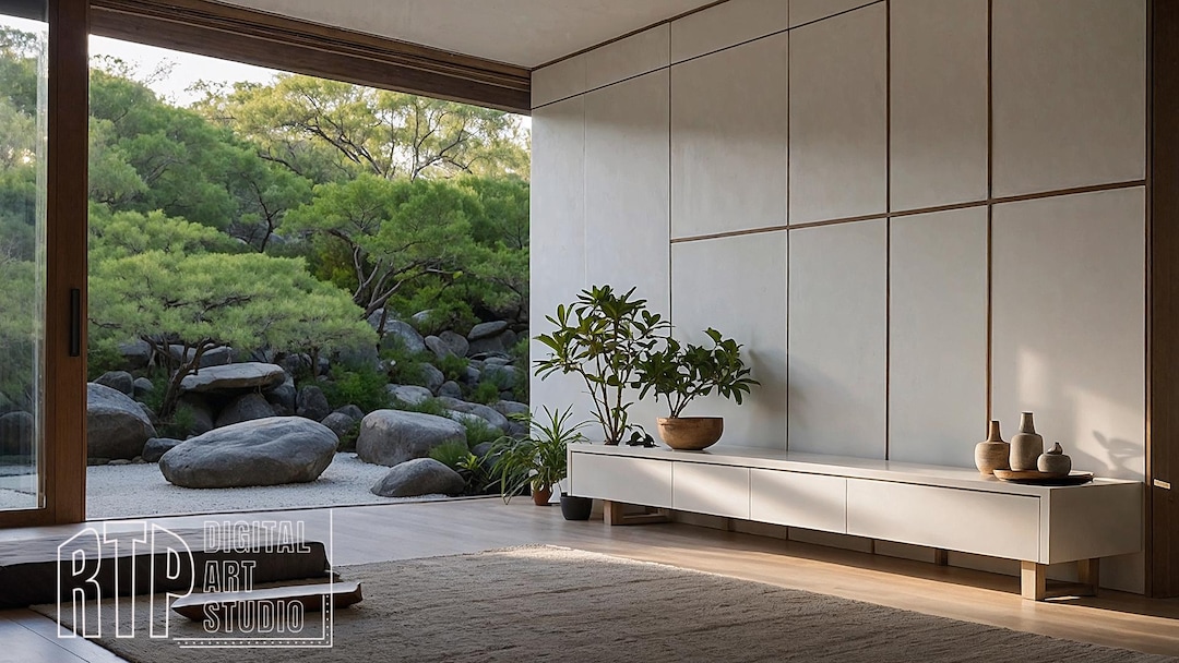 Zen Calming Background for Zoom and MS Teams Meetings, Modern Office ...