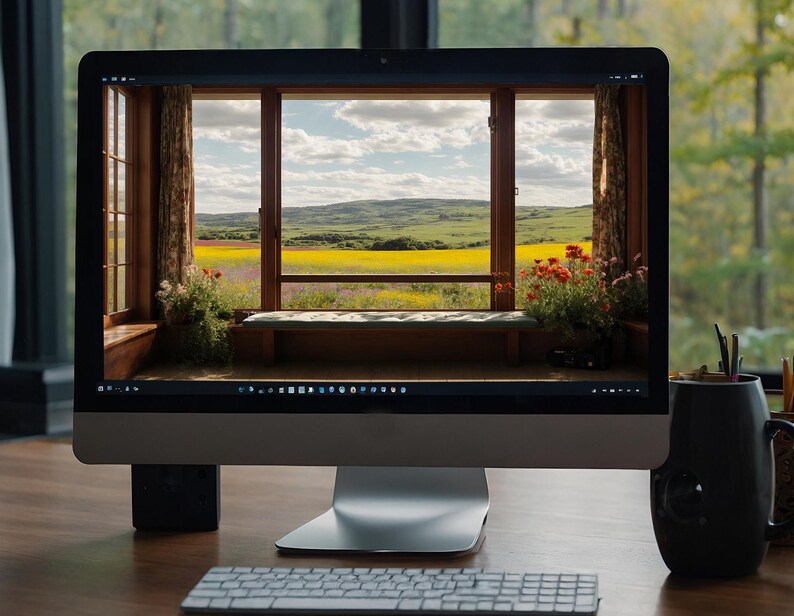 Spring Wildflowers Window Virtual Zoom Background , MS Teams, Webex ...
