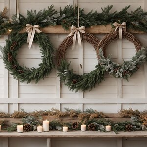 Virtual Background for Zoom Meetings, Rustic Winter Barn Wall Wreath ...
