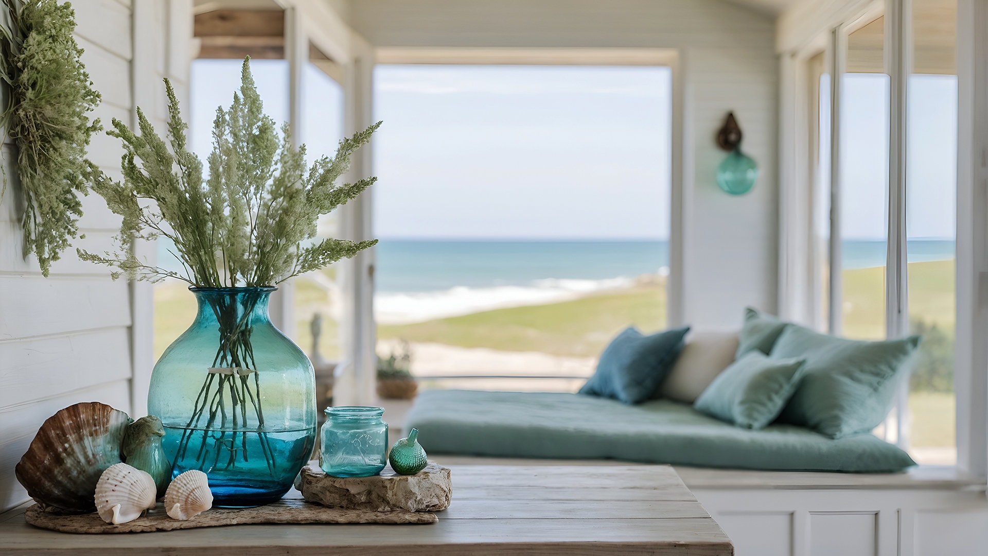 Coastal Farmhouse Summer Cottage Zoom Background for Virtual Meetings ...