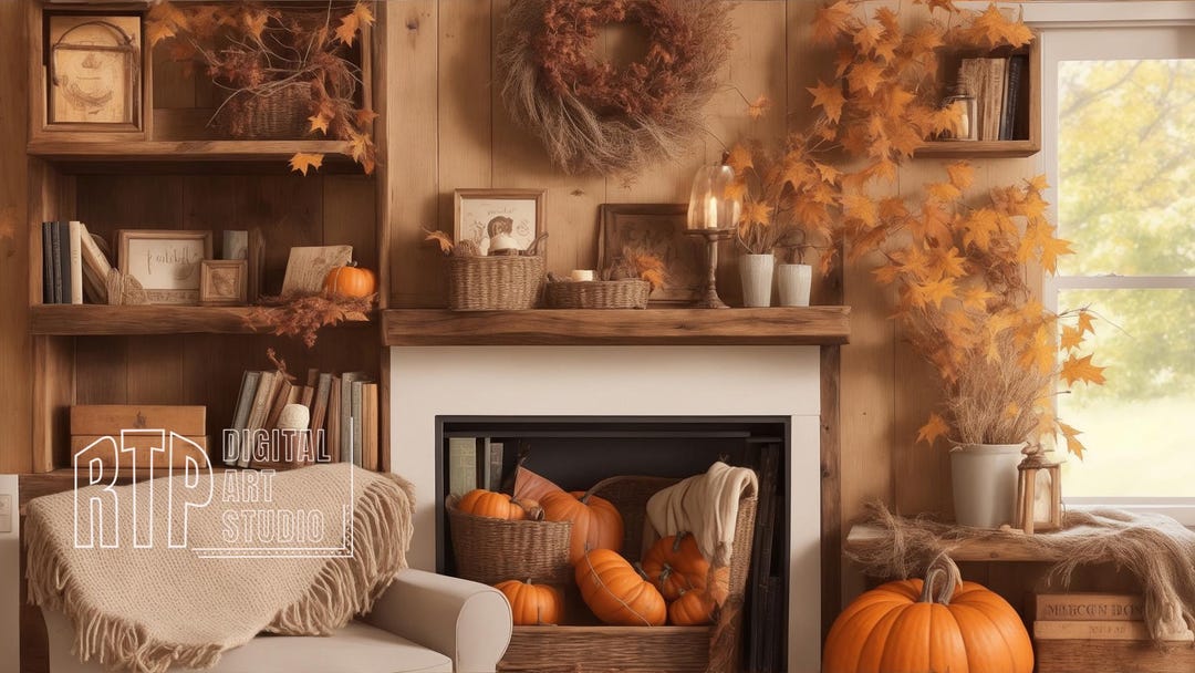 Cozy Autumn Background for Zoom Meetings, Fall Virtual Zoom Background ...
