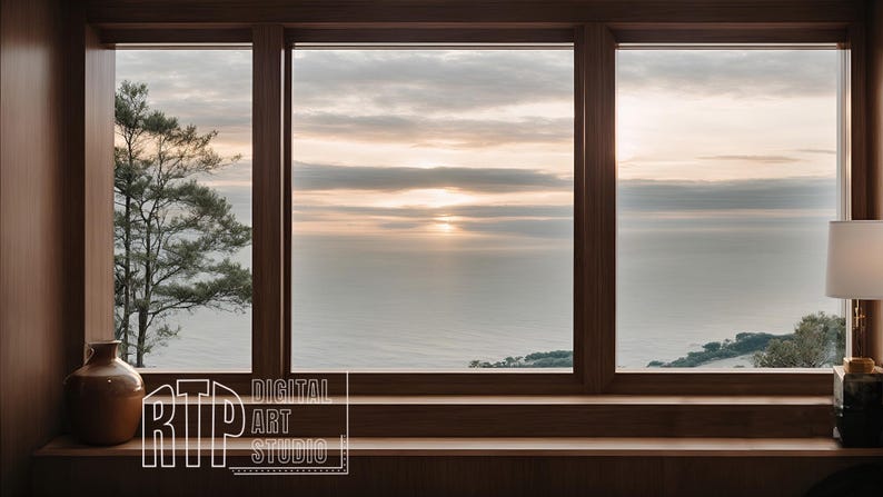 Ocean View Home Zoom Background Virtual Office for Online Meetings ...