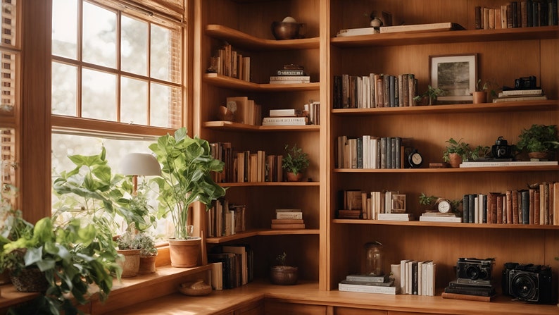 Virtual Background Corner Bookshelf for Zoom, MS Teams, Webex, Skype ...