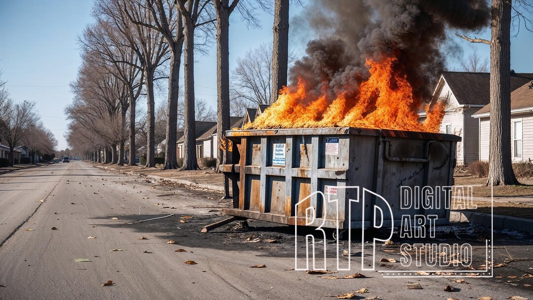 Dumpster Fire Funny Zoom Background, This is Fine 2026, Digital ...