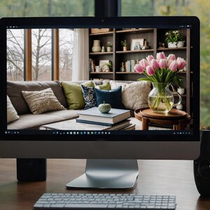 Bundle of Five Spring Living Room Zoom Background, Virtual Meetings ...