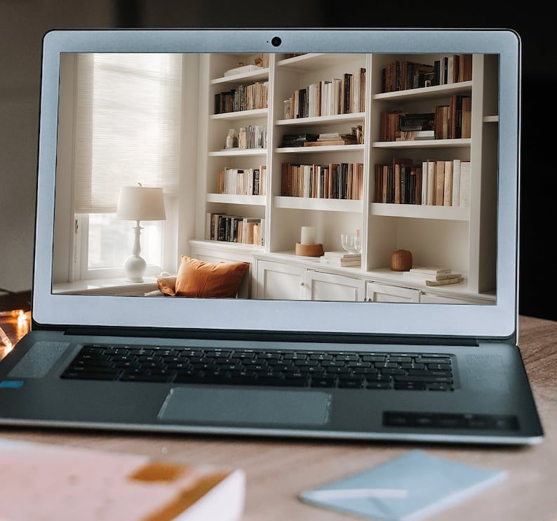 Modern White Shelving and Natural Light Window Professional Background ...