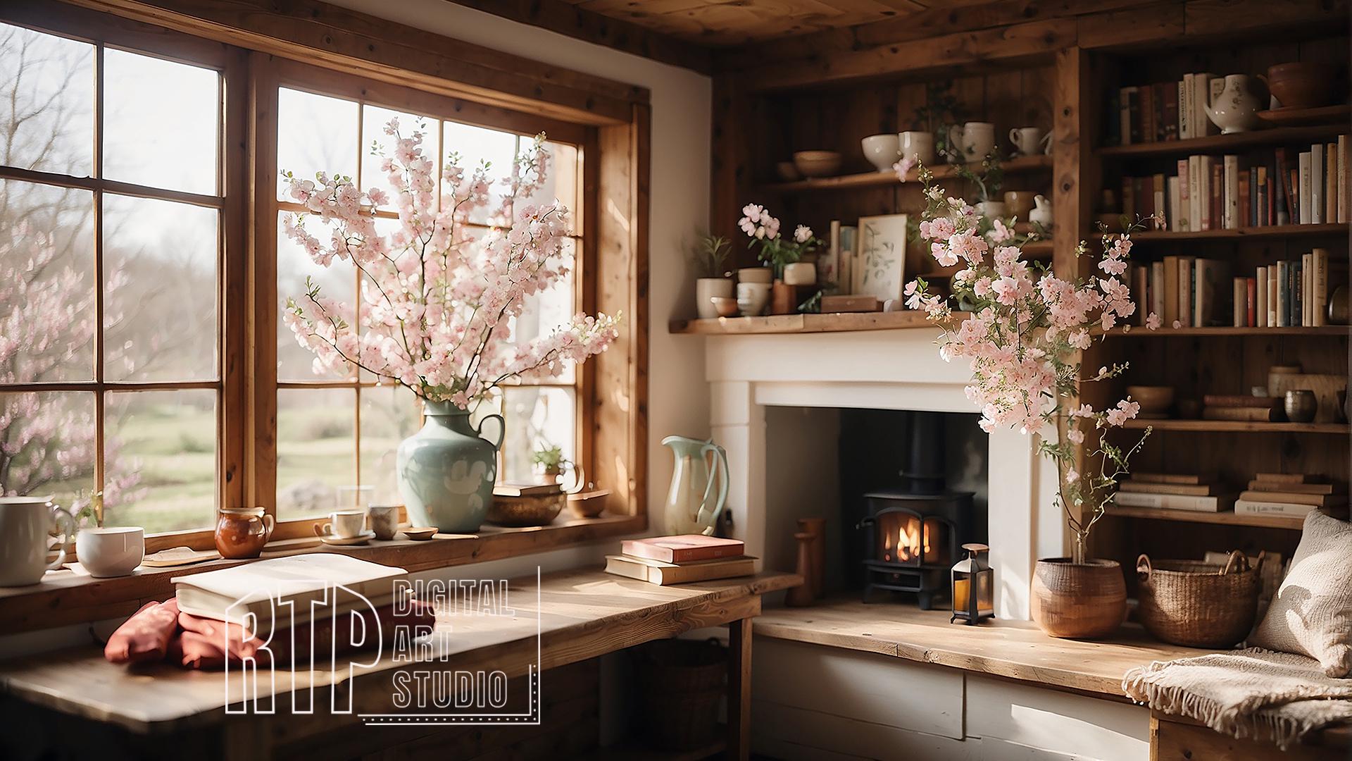 Zoom Background of a Rustic Spring Cottage for Zoom, MS Teams, Webex ...