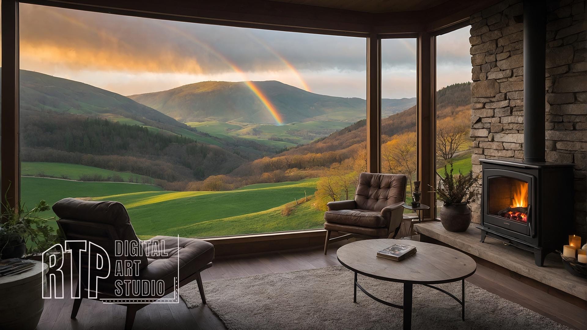 Virtual St. Patrick's Day Background for Meetings, Cozy Office Green ...