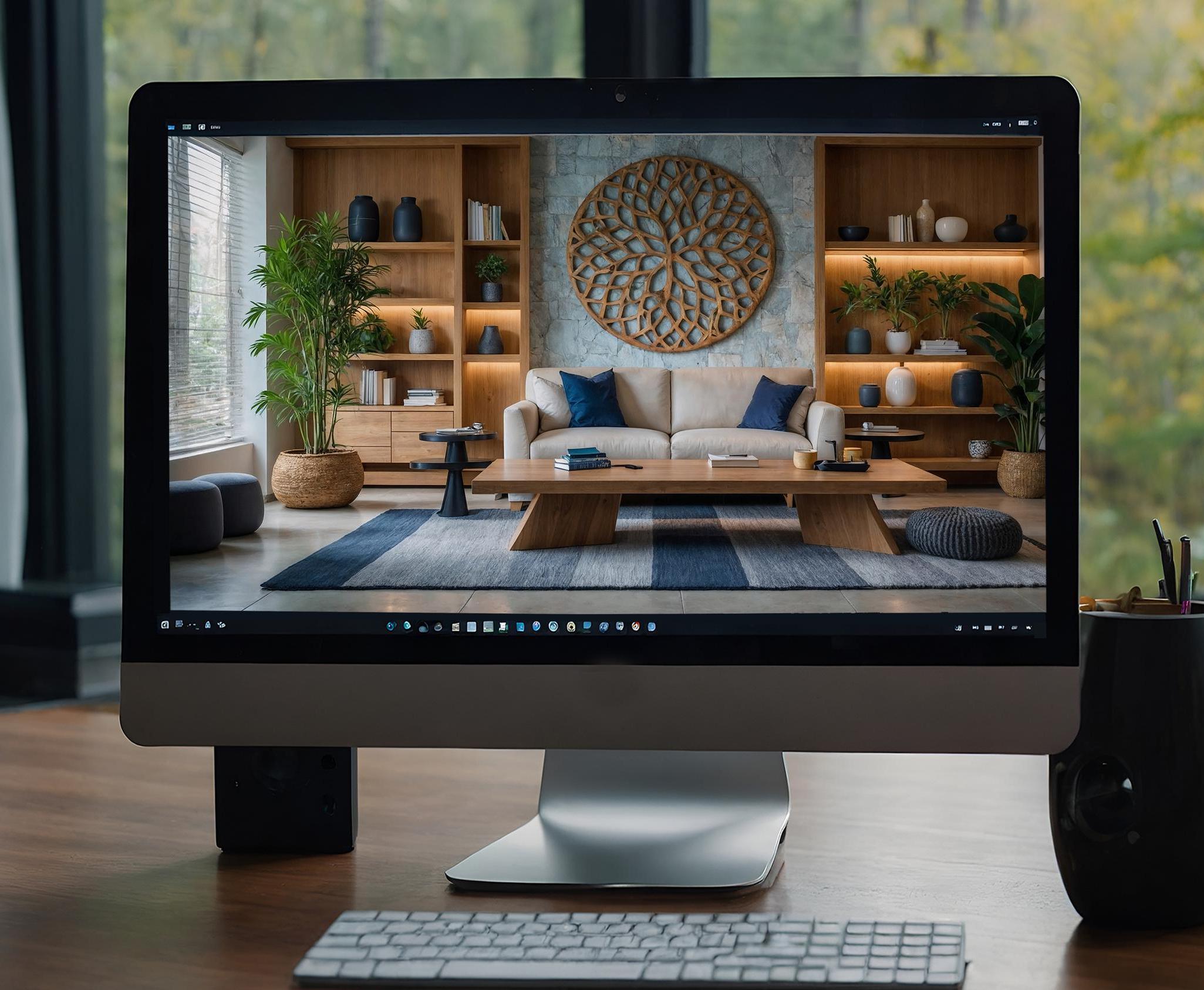 Zen Calming Background for Zoom and MS Teams Meetings, Modern Office ...