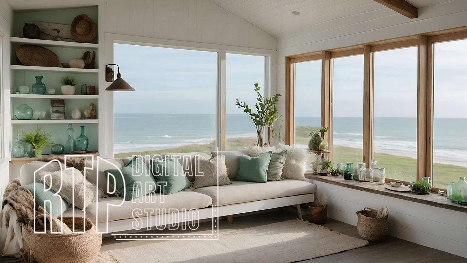 Coastal Farmhouse Summer Cottage Zoom Background for Virtual Meetings ...